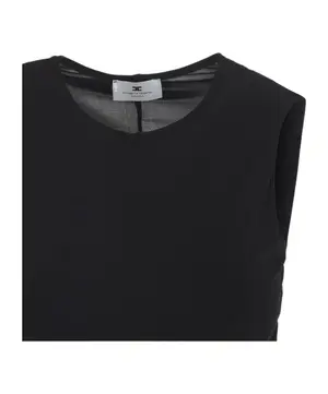 Elisabetta Franchi Sleeveless Jersey Top With Jewel Detail - Black