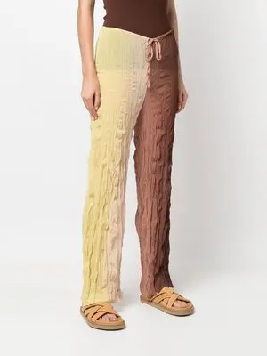 Erika Cavallini Two-tone Crinkled Casual Pants