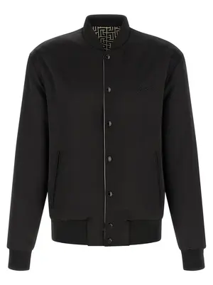 Balmain Monogram Reversible Bomber Jacket - Black