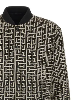 Balmain Monogram Reversible Bomber Jacket - Black