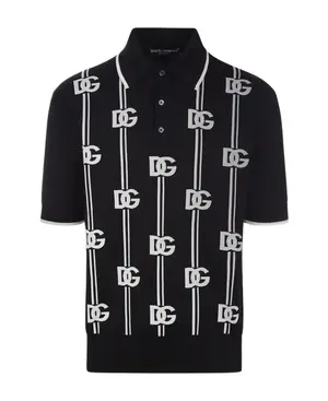 Dolce & Gabbana Logo-print Knitted Polo Shirt - Black