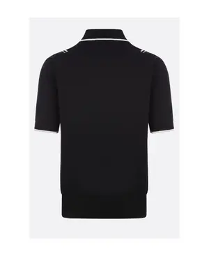 Dolce & Gabbana Logo-print Knitted Polo Shirt - Black