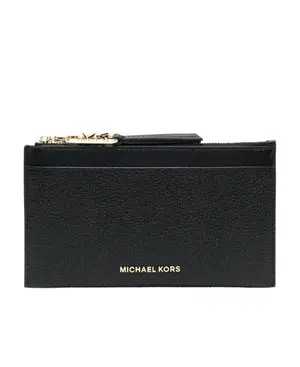 Michael Kors Logo Plaque Zipped Wallet - Black