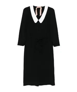 N.21 Long-sleeved Lace-trimmed Collar Patchwork Dress