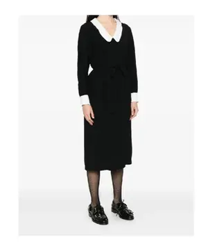 N.21 Long-sleeved Lace-trimmed Collar Patchwork Dress