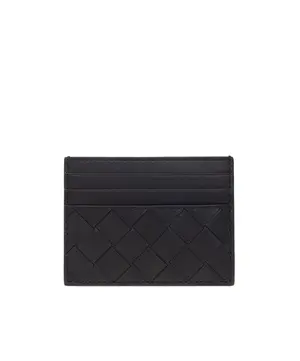 Bottega Veneta Woven Card Holder - Black