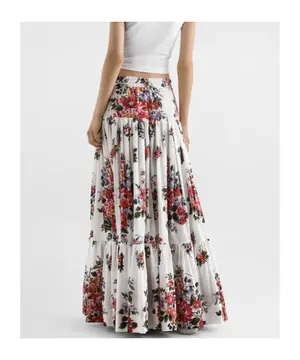 Dolce & Gabbana Floral Printed Tiered Maxi Skirt
