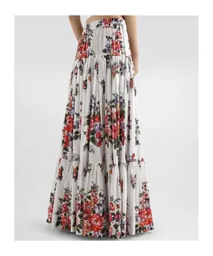 Dolce & Gabbana Floral Printed Tiered Maxi Skirt