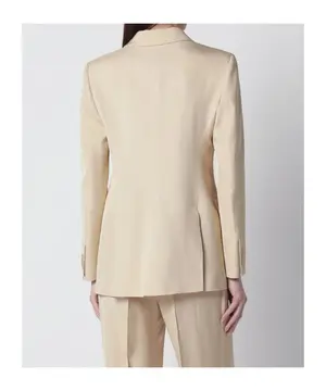 P.a.r.o.s.h Double-breasted Jacket With Front Flap Pockets And Double Back Vents - Nude