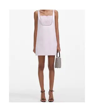 SELF-PORTRAIT Sleeveless Pearl Trim Mini Dress