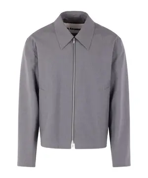 JIL SANDER Poplin Zip-up Jacket - Gray