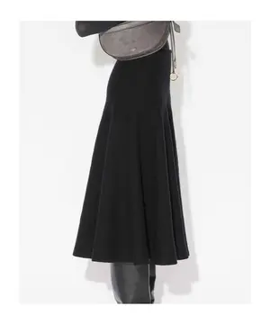 Alaïa Knit Flare Midi Skirt - Black