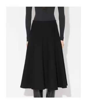 Alaïa Knit Flare Midi Skirt - Black