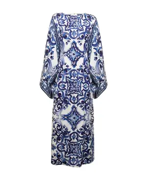 Dolce & Gabbana Majolica Print Silk Maxi Dress