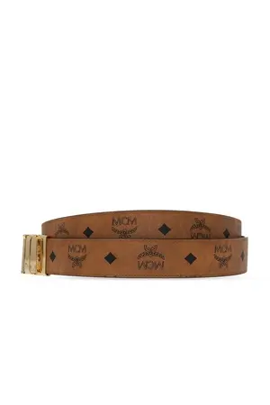 Mcm Claus M Monogram Printed Reversible Belt - Brown