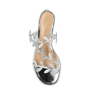 GIANVITO ROSSI Flavia Leaf Motif Flat Slides - Silver