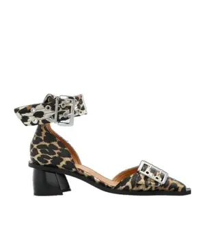 GANNI Ankle Strap Pumps - Leopard Print
