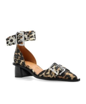 GANNI Ankle Strap Pumps - Leopard Print