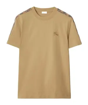 Burberry Check Trim Crewneck T-shirt - Flax
