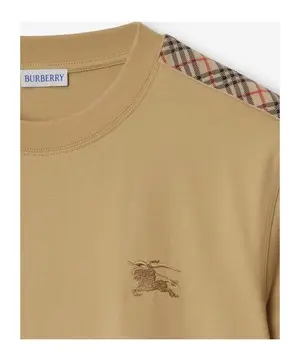 Burberry Check Trim Crewneck T-shirt - Flax