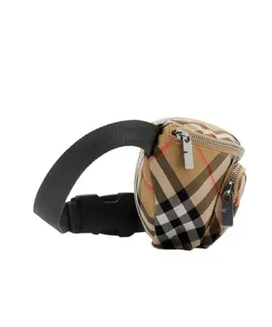 Burberry Checked Ekd Motif Small Belt Bag - Sand-colored