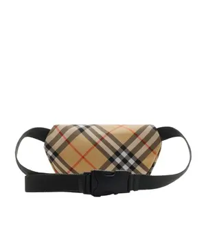 Burberry Checked Ekd Motif Small Belt Bag - Sand-colored