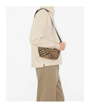 Burberry Checked Ekd Motif Small Belt Bag - Sand-colored