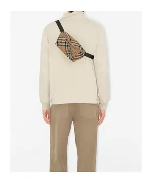 Burberry Checked Ekd Motif Small Belt Bag - Sand