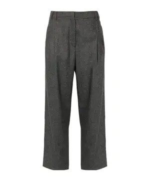 Brunello Cucinelli Pleated Straight Leg Pants - Dark Gray