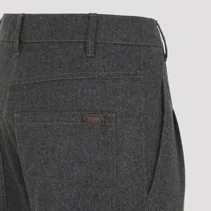 Brunello Cucinelli Pleated Straight Leg Pants - Dark Gray