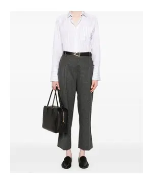 Brunello Cucinelli Pleated Straight Leg Pants - Dark Gray