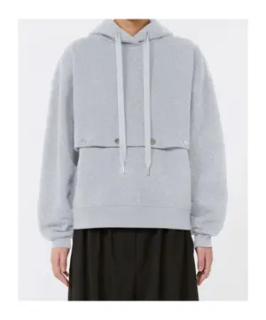 Sportmax Hooded Sweatshirt With Branded Metal Snaps - Medium Gray