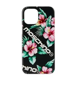 Moschino Flowers Logo Iphone 12 Pro Max Mobile Phone Case - Black