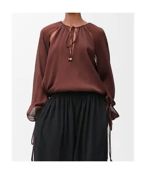 Loewe Seersucker Blouse With Anagram Pebble Detail