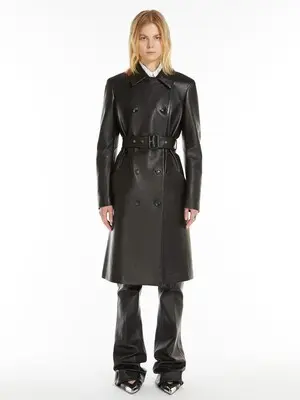 Sportmax Belted Leather Trench Coat