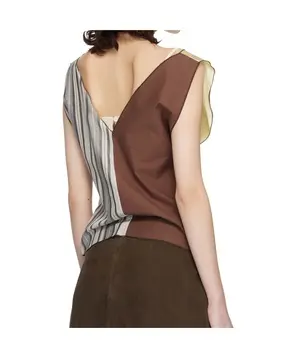 BASERANGE Striped And Solid V-neck Top
