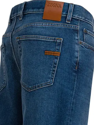 Zegna Logo Patch Straight-leg Jeans - Blue