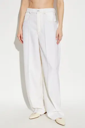 Bottega Veneta Straight Leg Trousers With Belt Loops And Multiple Pockets - White