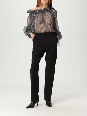 Saint Laurent Off-the-shoulder Ruffled Blouse