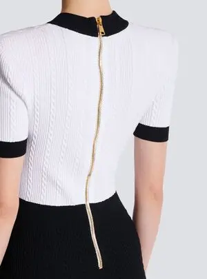 Balmain Two-tone Cable-knit Bodycon Dress