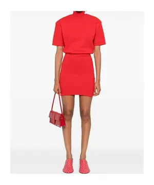Jacquemus High Neck Knitted Mini Dress