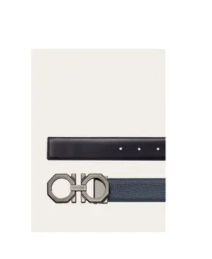 FERRAGAMO Double-sided Gancini Buckle Belt - Black