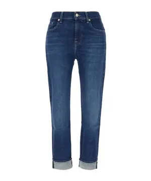 7 For All Mankind Straight-leg Jeans With Folded Legs - Navy