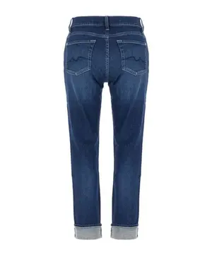 7 For All Mankind Straight-leg Jeans With Folded Legs - Navy