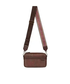 Etro Printed Leather Trimmed Belt Bag - Brown