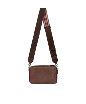 Etro Printed Leather Trimmed Belt Bag - Brown