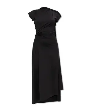Victoria Beckham Asymmetric Pleated Dress - Black
