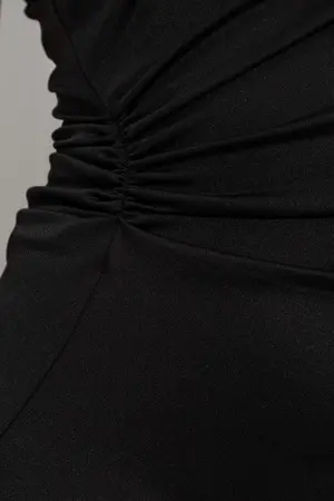 Victoria Beckham Asymmetric Pleated Dress - Black