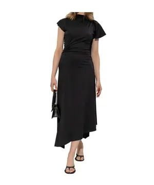 Victoria Beckham Asymmetric Pleated Dress - Black