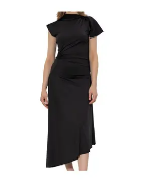 Victoria Beckham Asymmetric Pleated Dress - Black